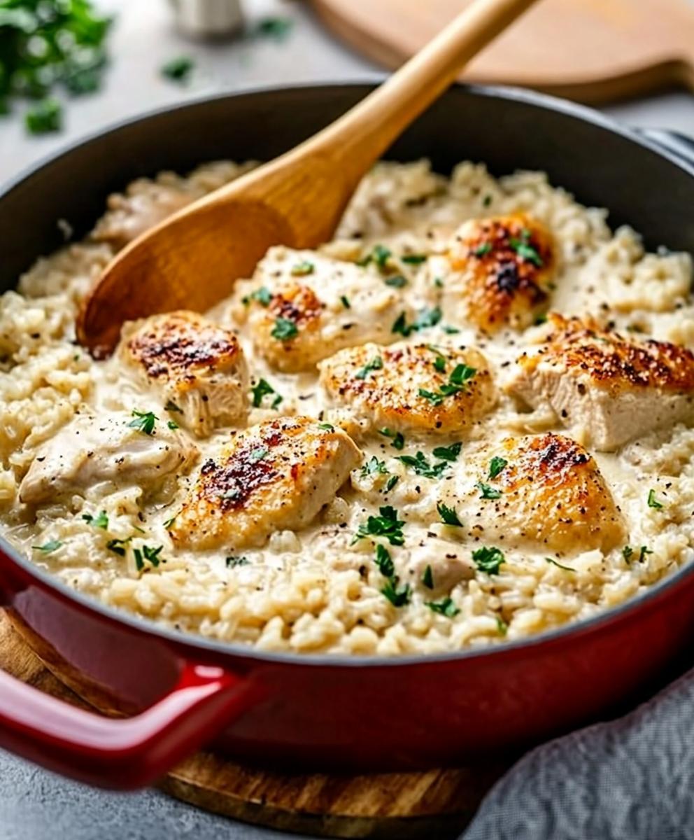 Creamy Parmesan One Pot Chicken And Rice Recipe - cuisinequickly.com