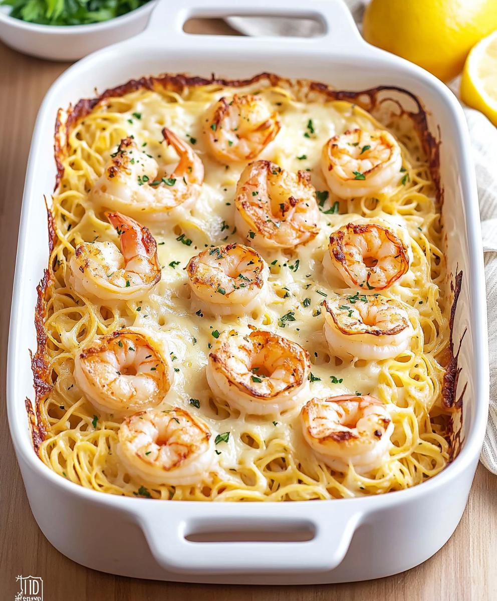 Shrimp Scampi Pasta Bake Recipe - cuisinequickly.com