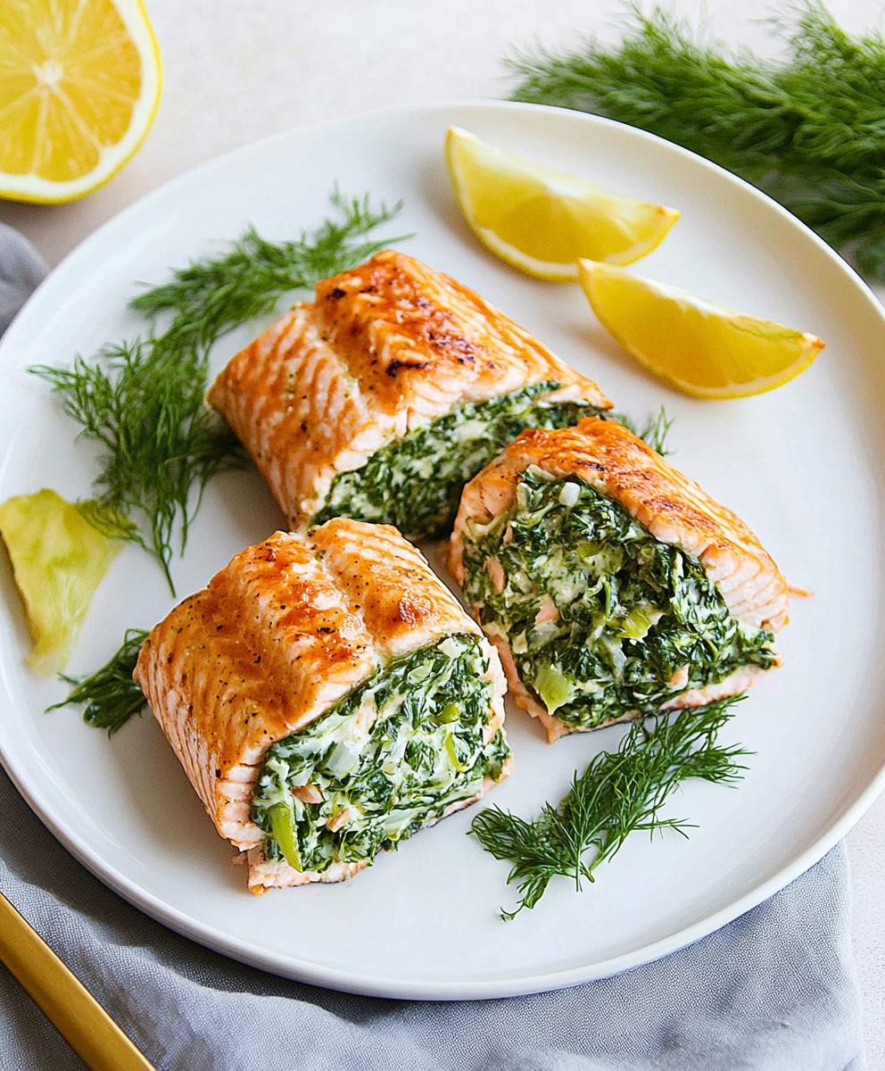 Spinach Stuffed Salmon Recipe - cuisinequickly.com